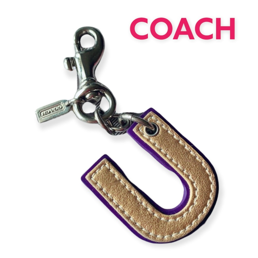 Coach Leather Keychain U Green/ Purple - Gem